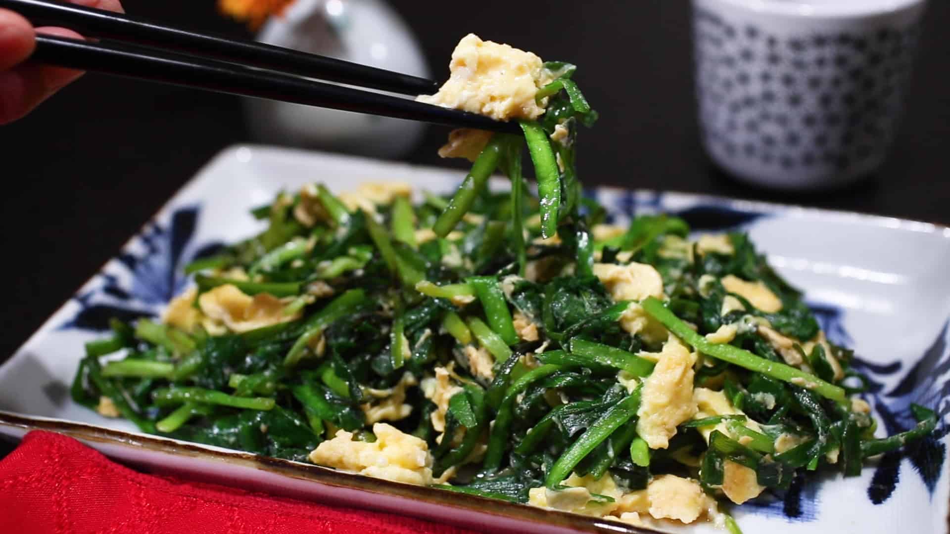 Niratama Garlic Chives and Eggs - Cooking Japanese